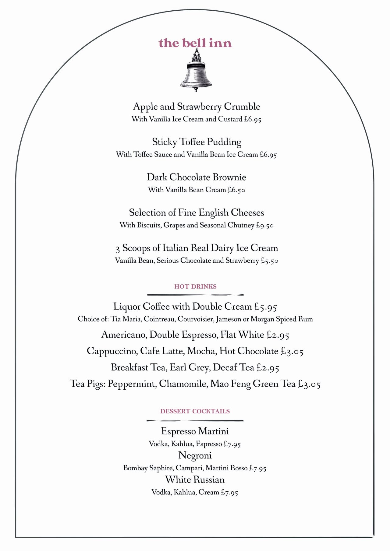 The Bell Inn Hampton Menu - The Bell Inn Hampton