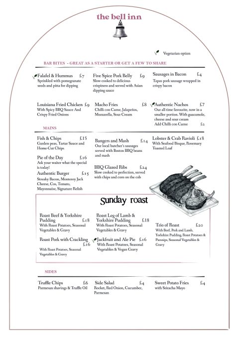 The Bell Inn Hampton Menu - The Bell Inn Hampton