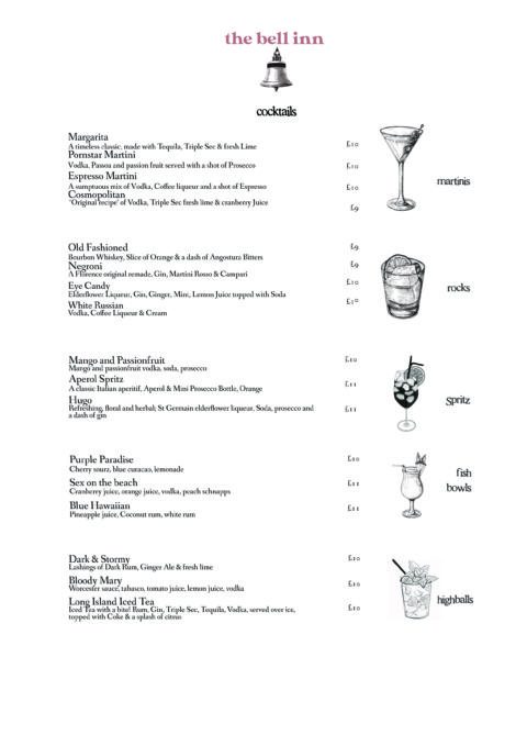 The Bell Inn Hampton Menu - The Bell Inn Hampton