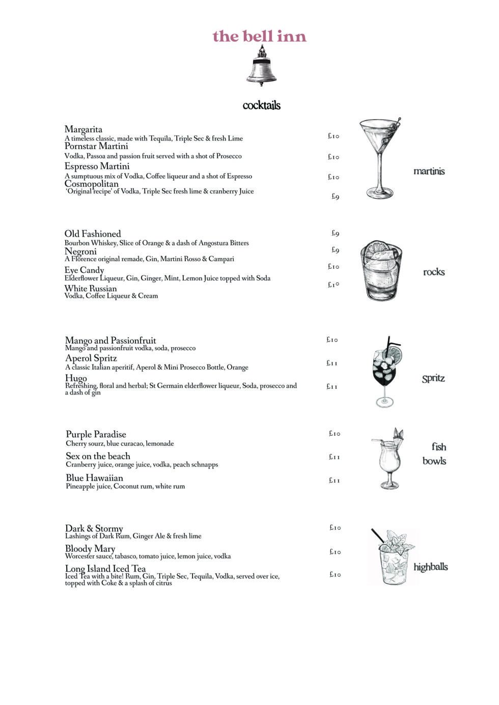 The Bell Inn Hampton Menu - The Bell Inn Hampton