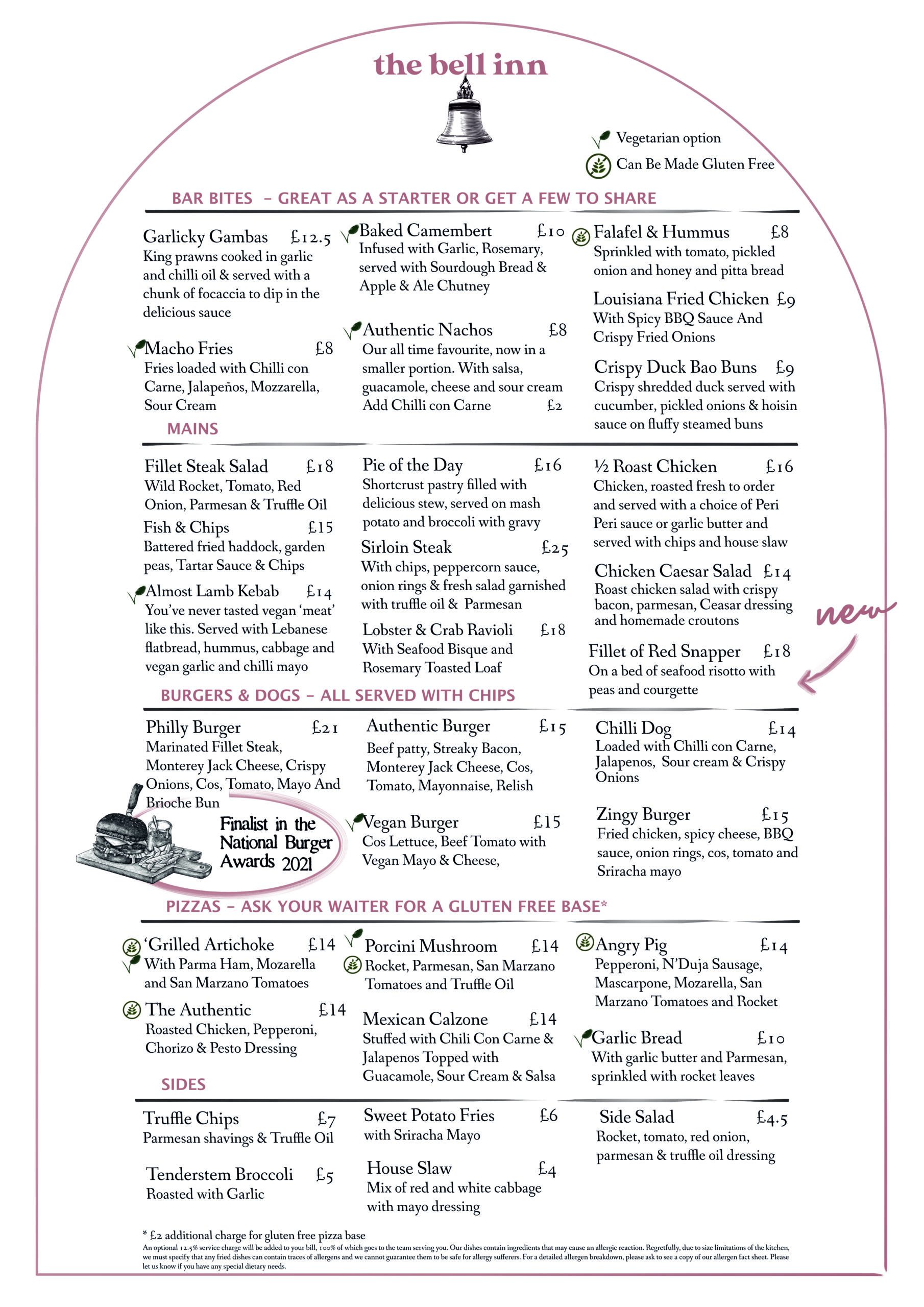 The Bell Inn Hampton Menu - The Bell Inn Hampton