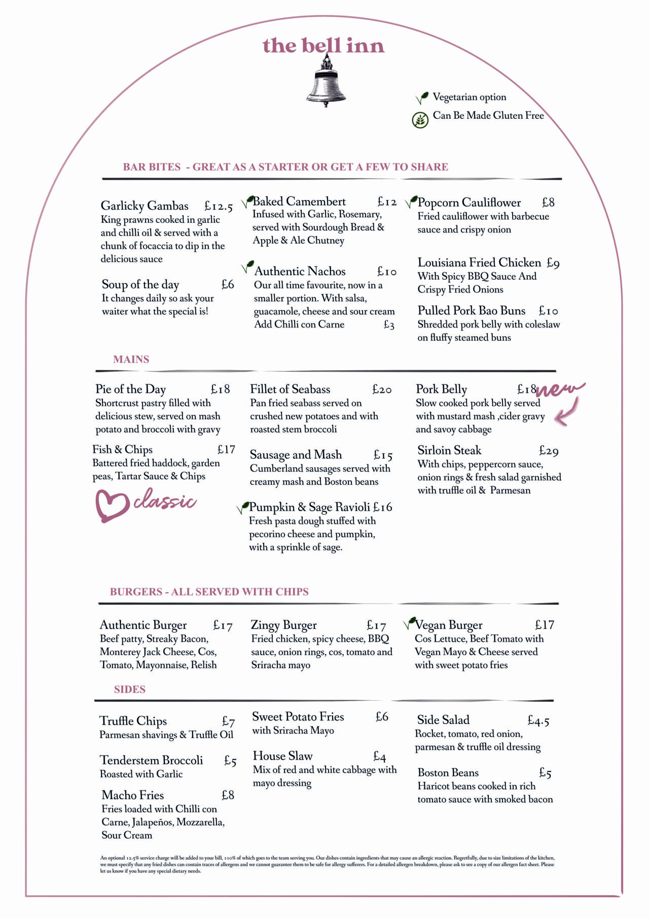 The Bell Inn Hampton Menu - The Bell Inn Hampton