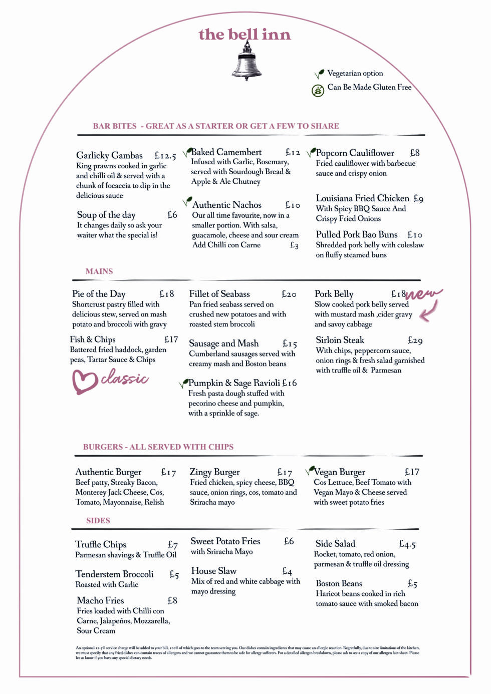 The Bell Inn Hampton Menu - The Bell Inn Hampton