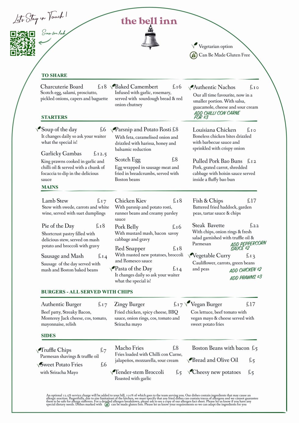 The Bell Inn Hampton Menu - The Bell Inn Hampton