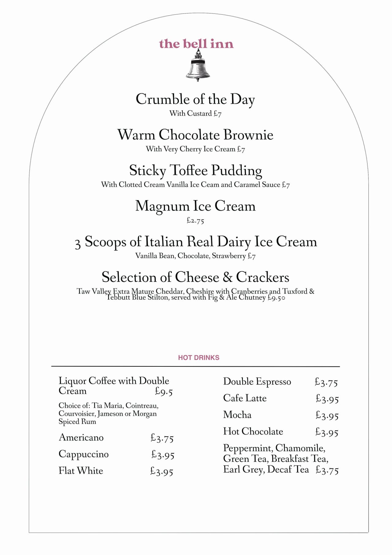 The Bell Inn Hampton Menu - The Bell Inn Hampton