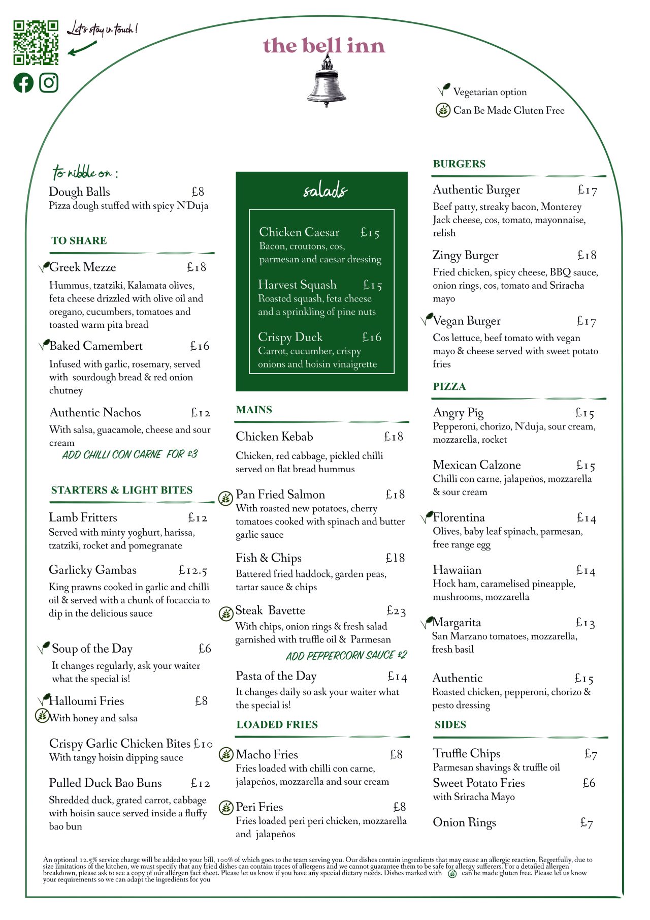 The Bell Inn Hampton Menu - The Bell Inn Hampton