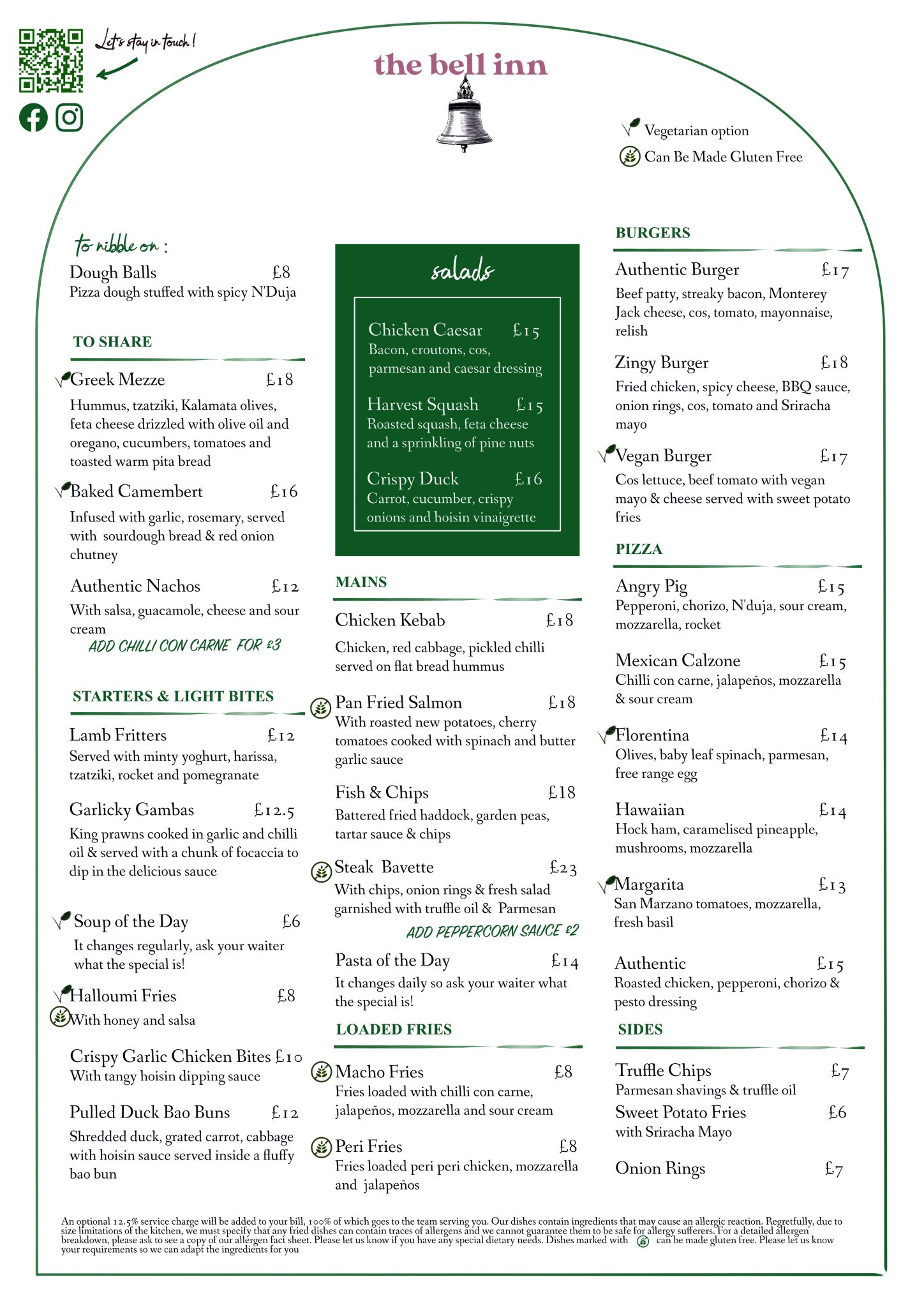 The Bell Inn Hampton Menu - The Bell Inn Hampton