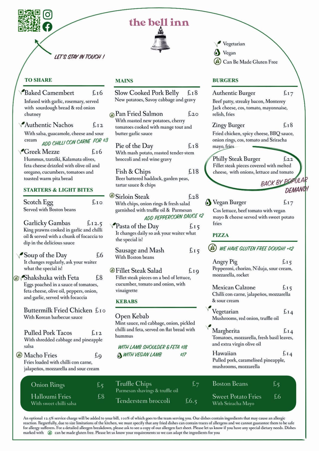 The Bell Inn Hampton Menu - The Bell Inn Hampton