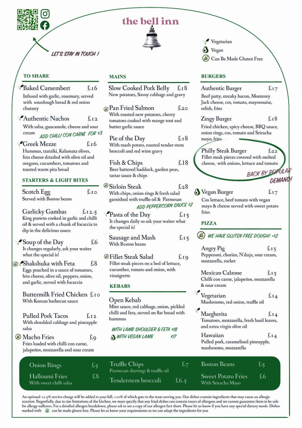 The Bell Inn Hampton Menu - The Bell Inn Hampton