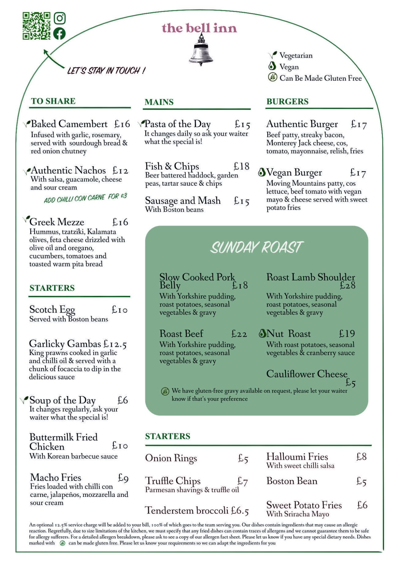 The Bell Inn Hampton Menu - The Bell Inn Hampton